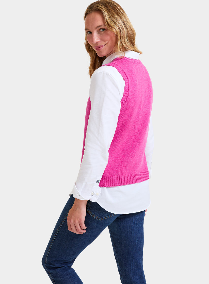 Womens Knitted Vest in Pink - Oxford Shirt Co.